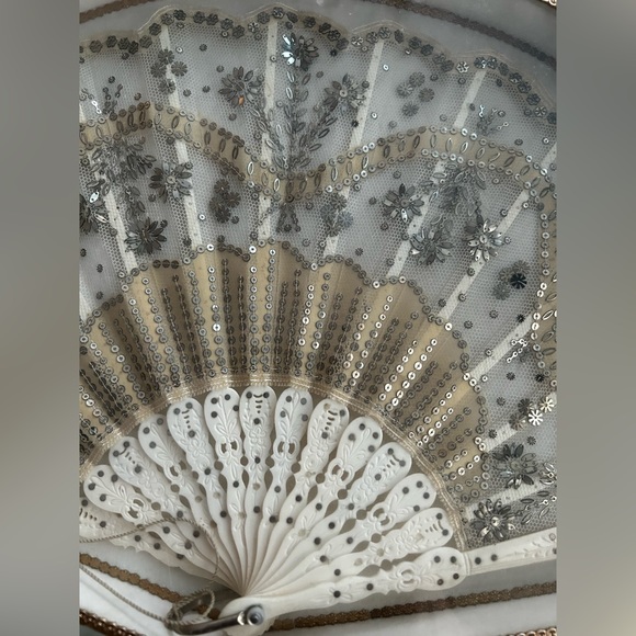 Wall Decor | Stunning 19th Century Fan Sequined Lace Victorian ...